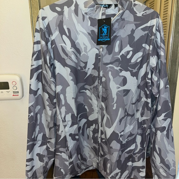 Scales | Jackets & Coats | Nwts Scales Usa Made Gray Fishing Camo Wind ...